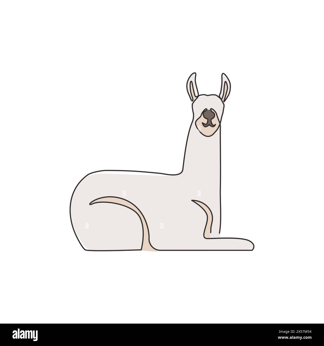 One single line drawing of cute llama for company logo identity ...