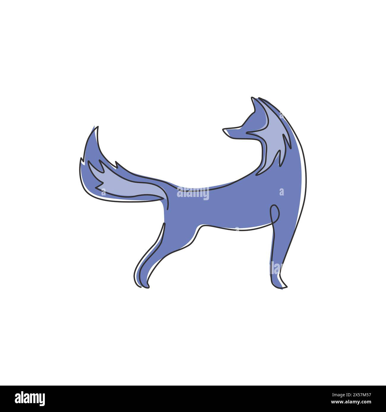 One continuous line drawing of cute fox business logo icon ...