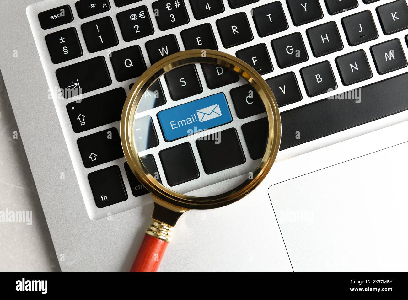 Light blue button with word Email and illustration of envelope on ...