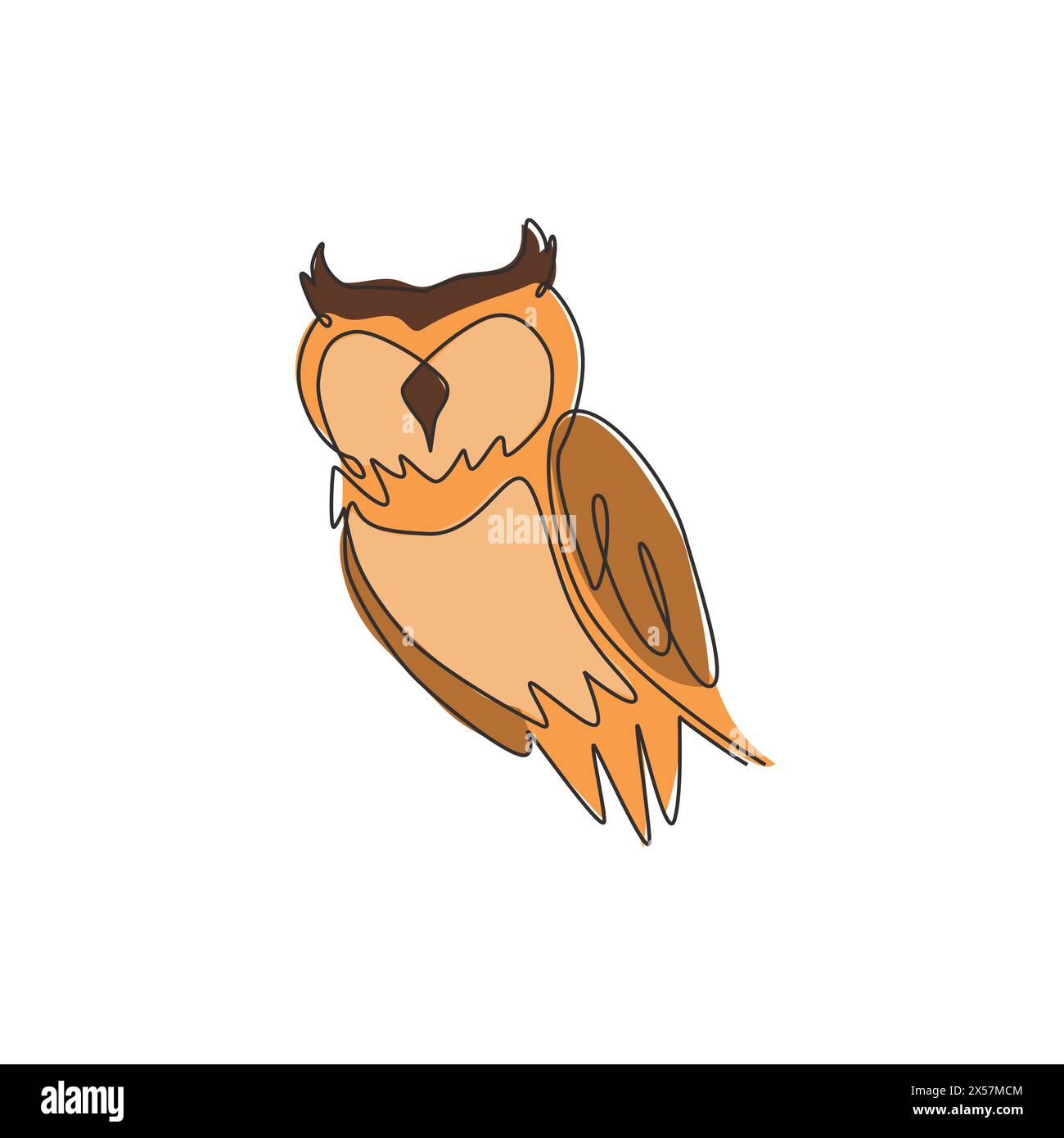 One single line drawing of elegant owl bird for company logo identity ...