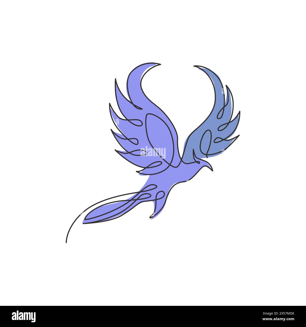 One continuous line drawing of elegant phoenix bird for company logo ...
