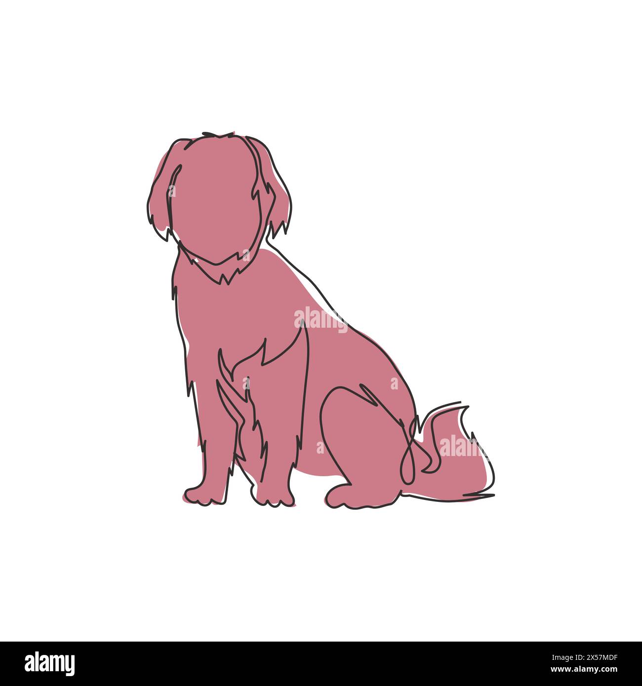 One single line drawing of simple cute puppy dog icon. Pet shop logo ...