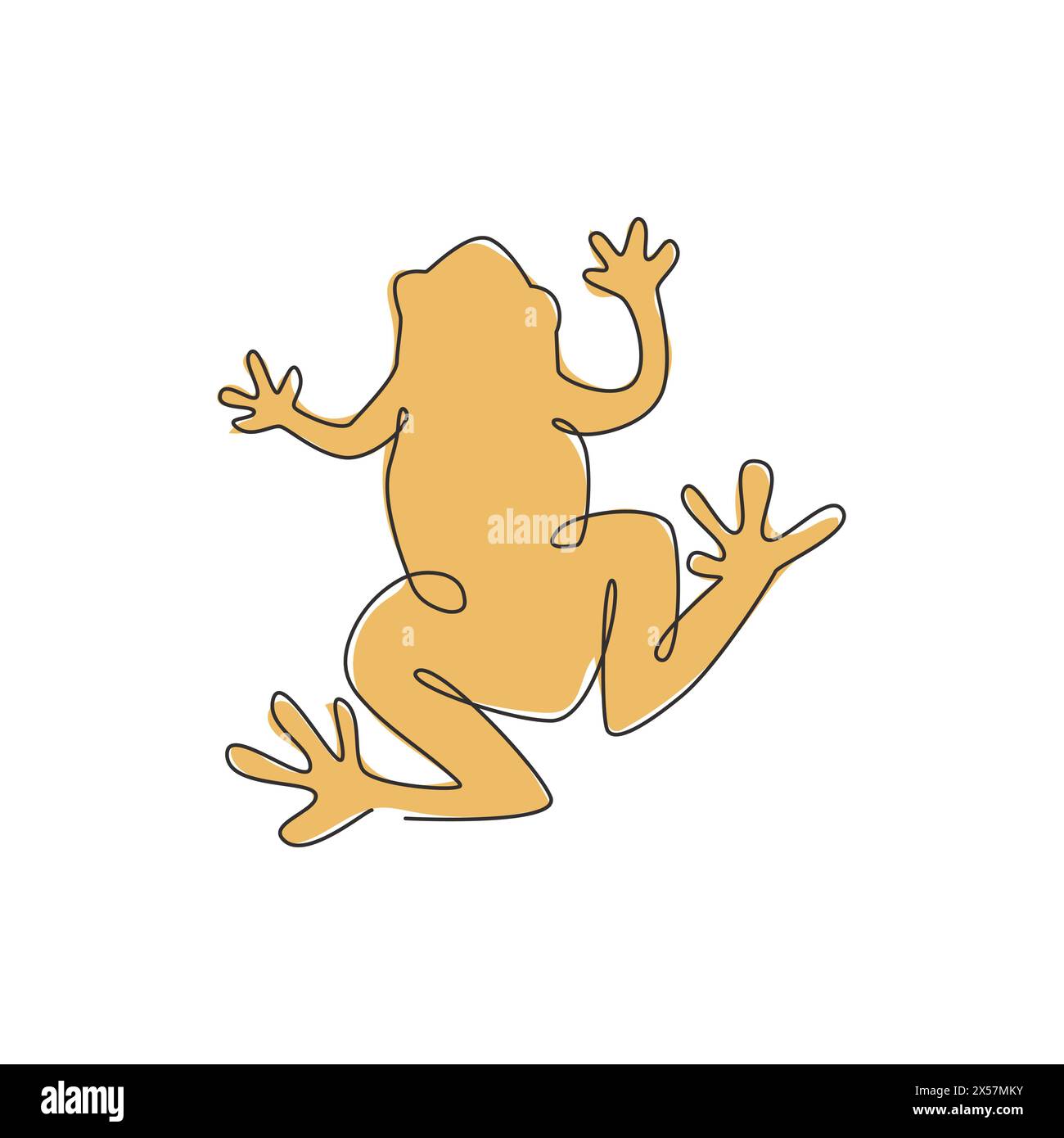 One single line drawing of cute frog for company logo identity ...