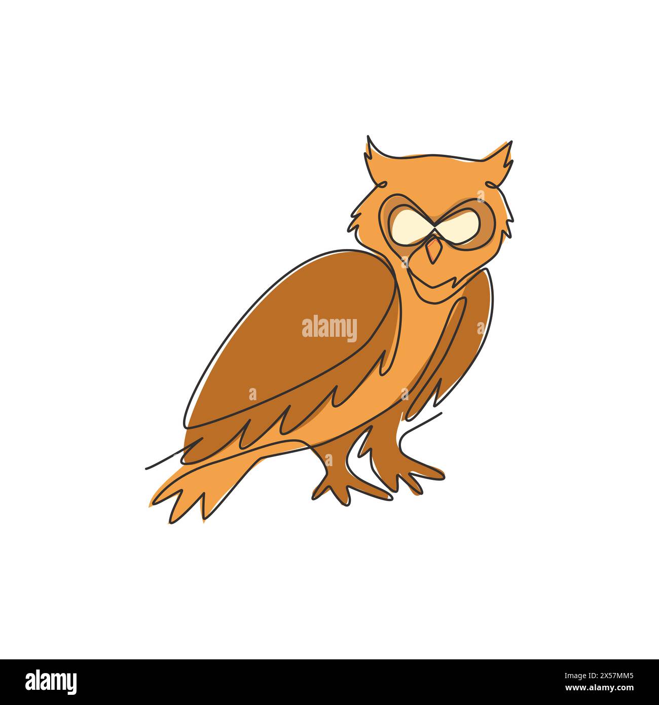 One single line drawing of elegant owl bird for company logo identity ...