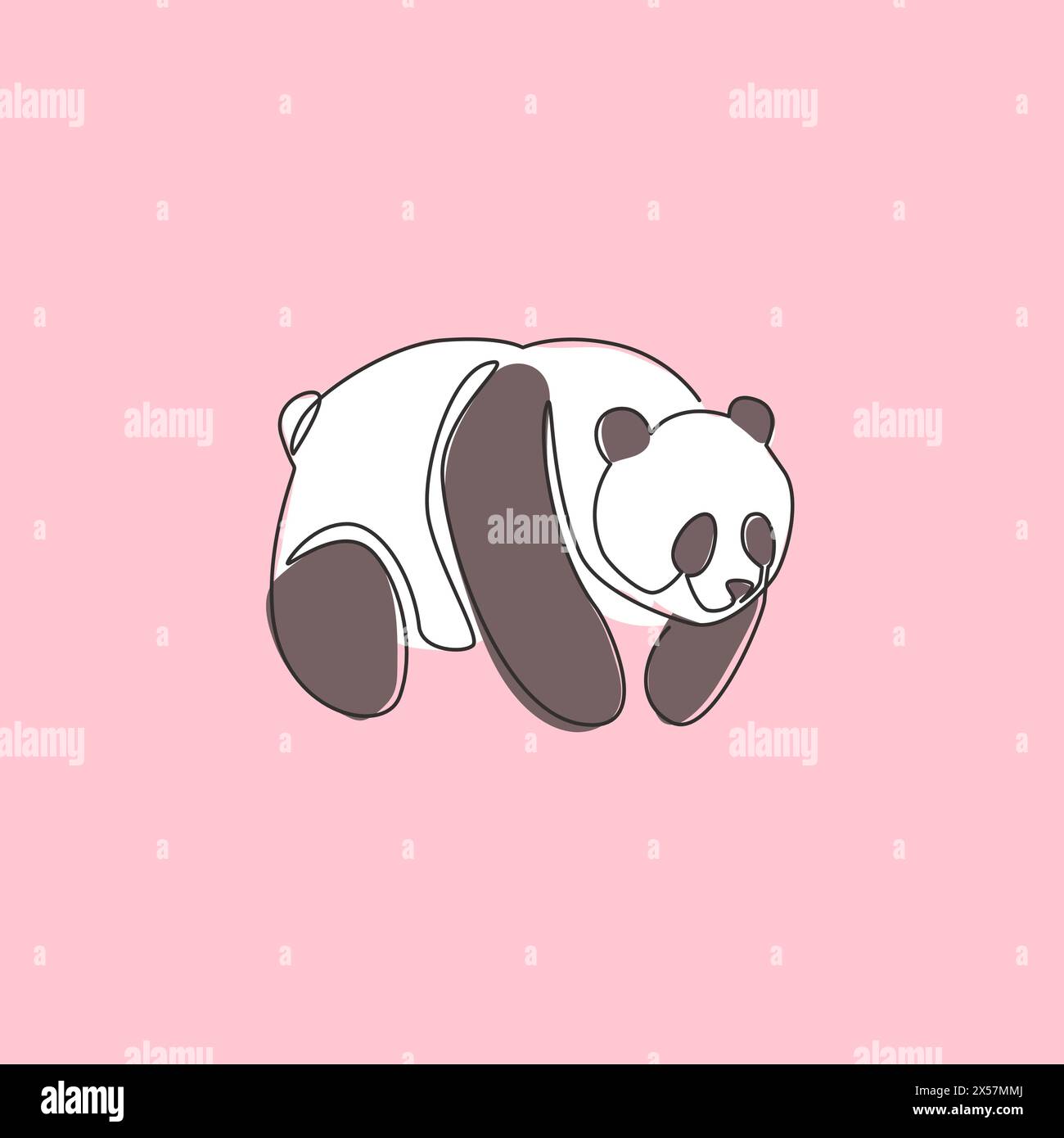 One single line drawing of cute panda for company logo identity ...