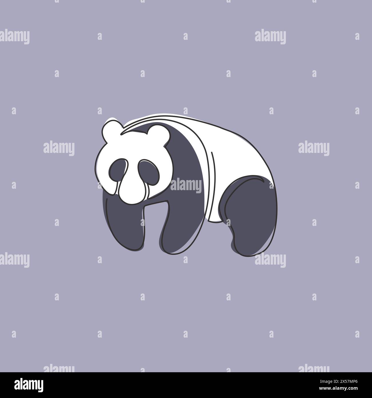 Single continuous line drawing of funny panda for corporation logo ...