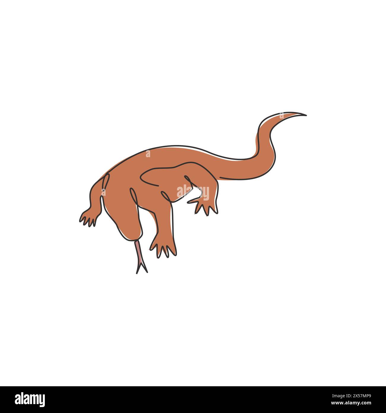 One single line drawing of strong komodo dragon for company logo ...