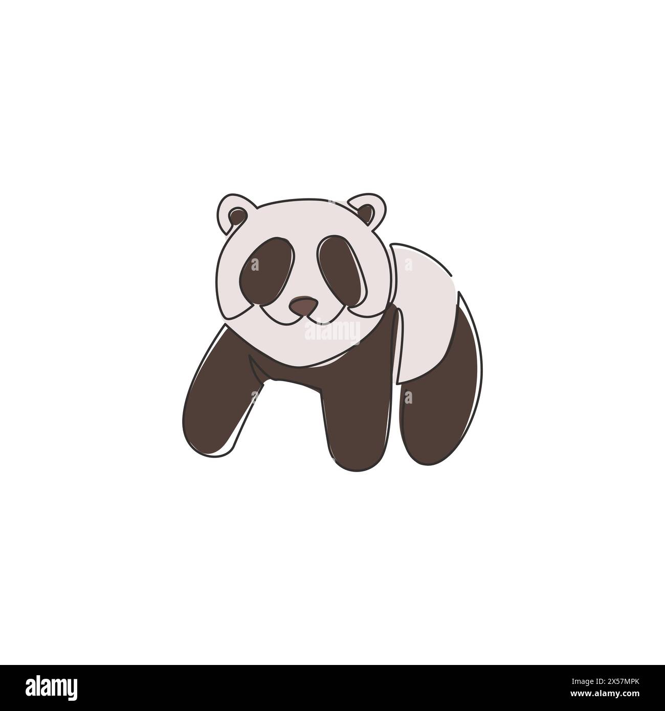 One single line drawing of cute panda for company logo identity ...