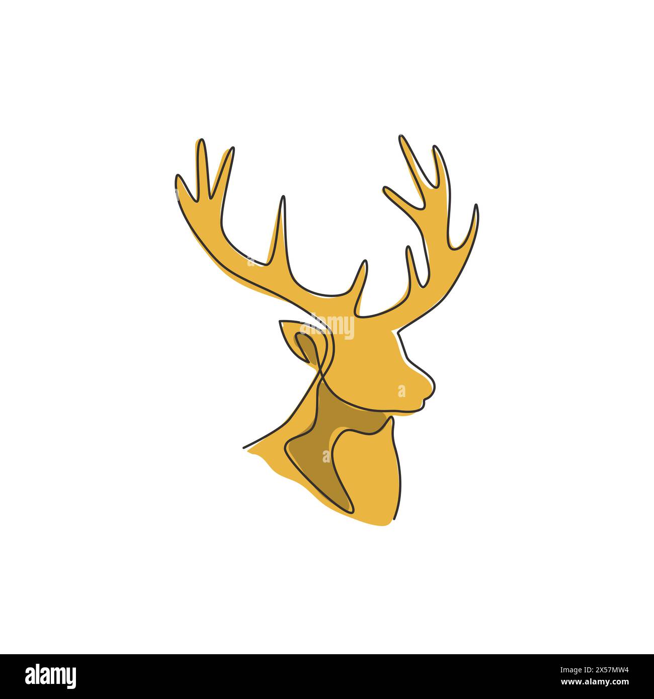 One single line drawing of adorable head deer for company logo identity ...