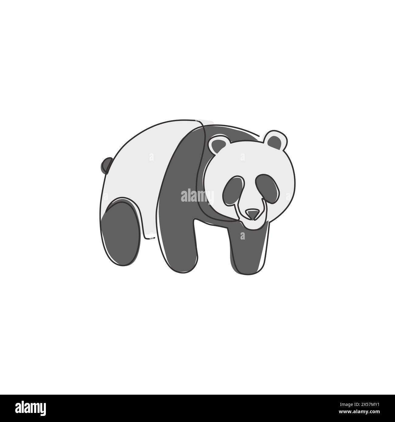 One continuous line drawing of adorable panda for company logo identity ...