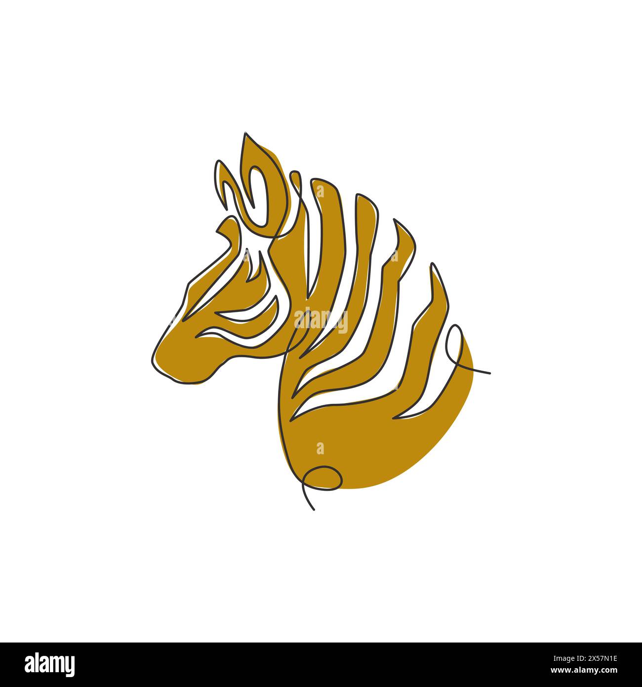 Single continuous line drawing of elegant zebra head for company logo ...