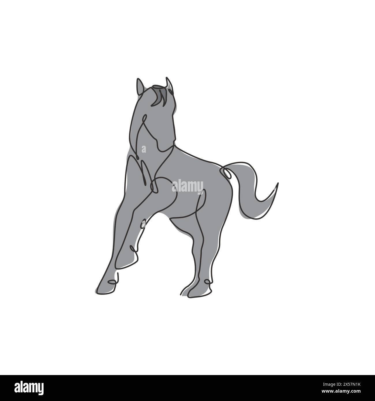 Single continuous line drawing of elegant horse running for company ...