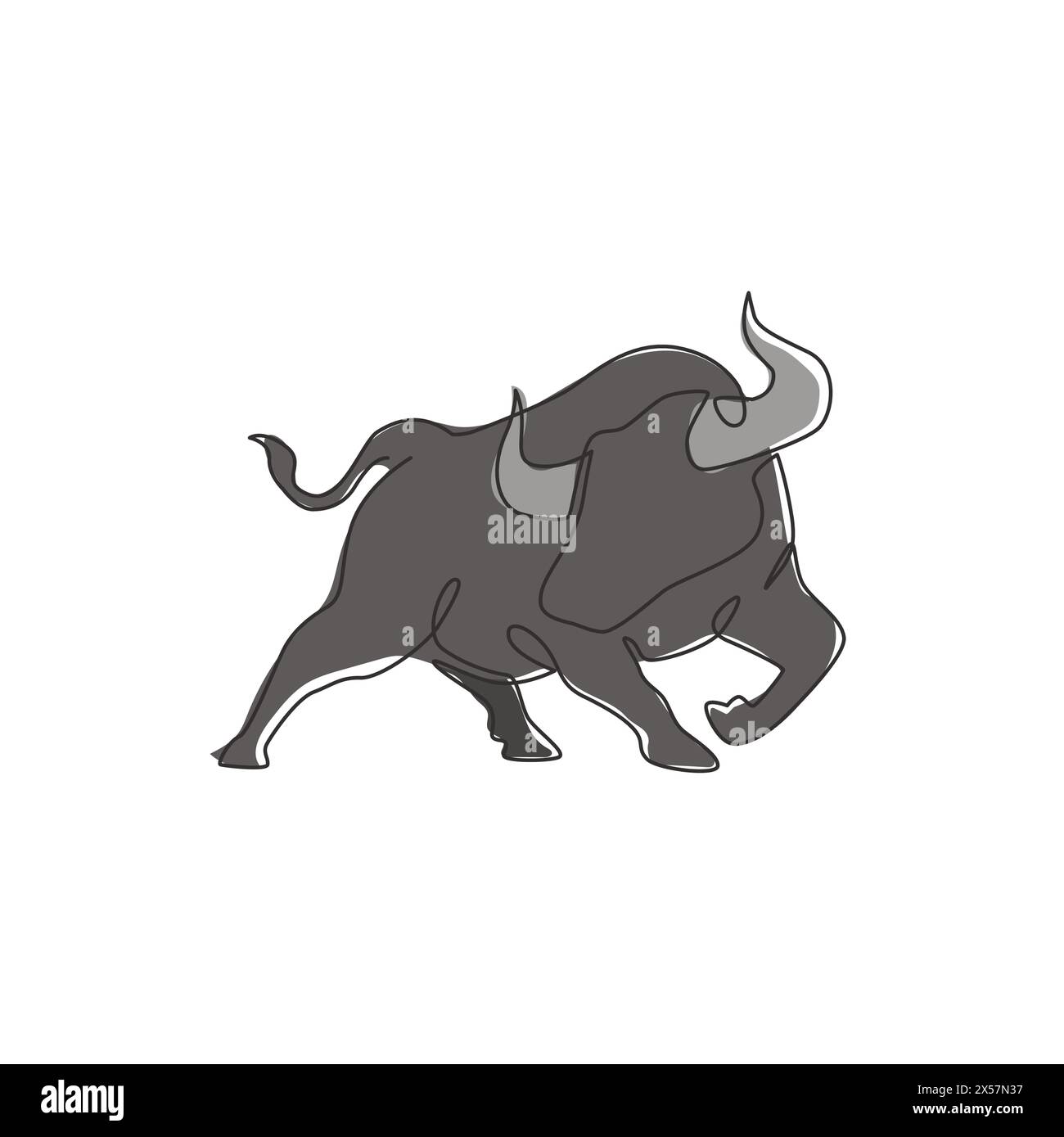 One single line drawing of elegance buffalo for conservation national ...