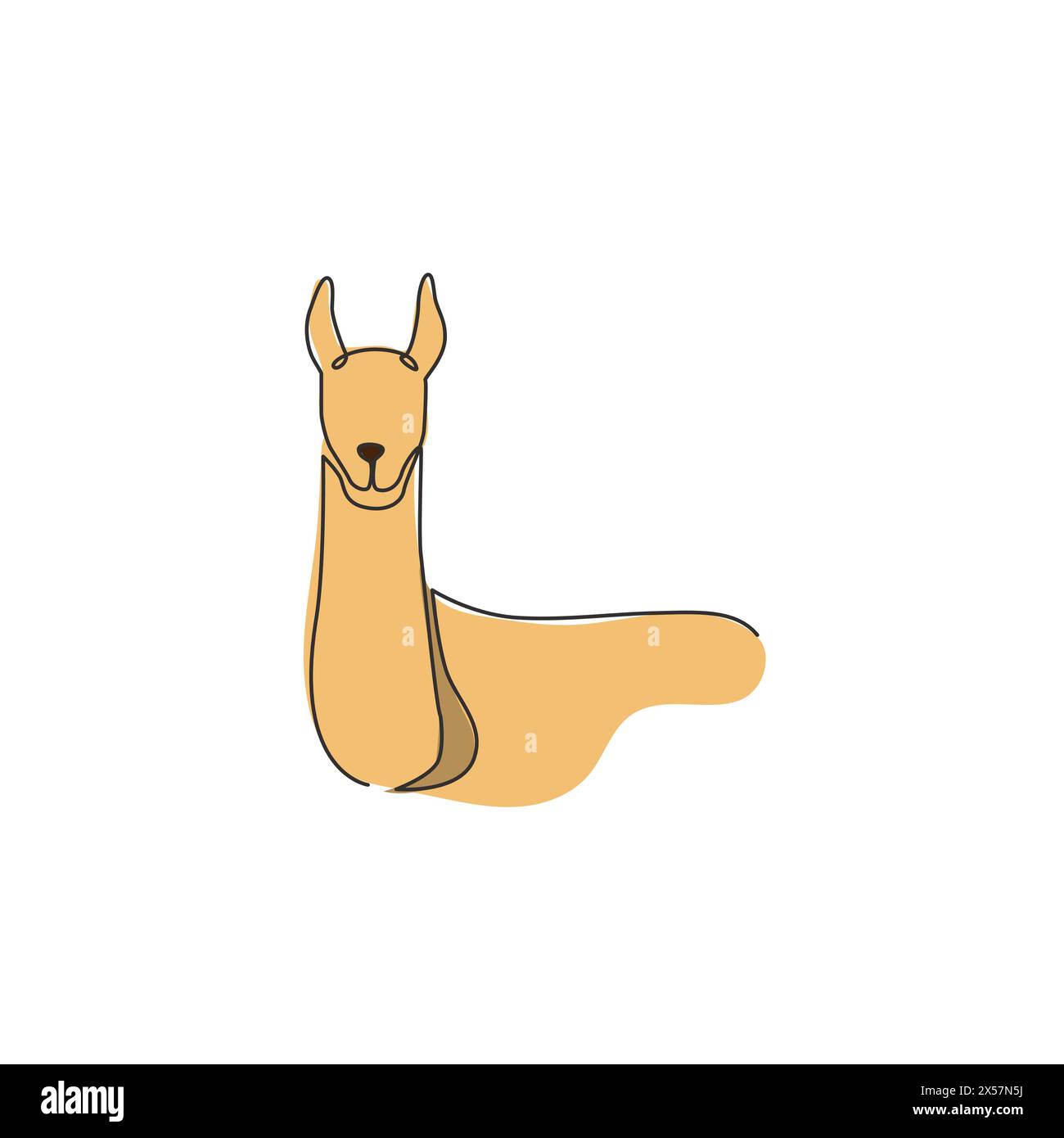 One continuous line drawing of cute elegant llama for company logo ...