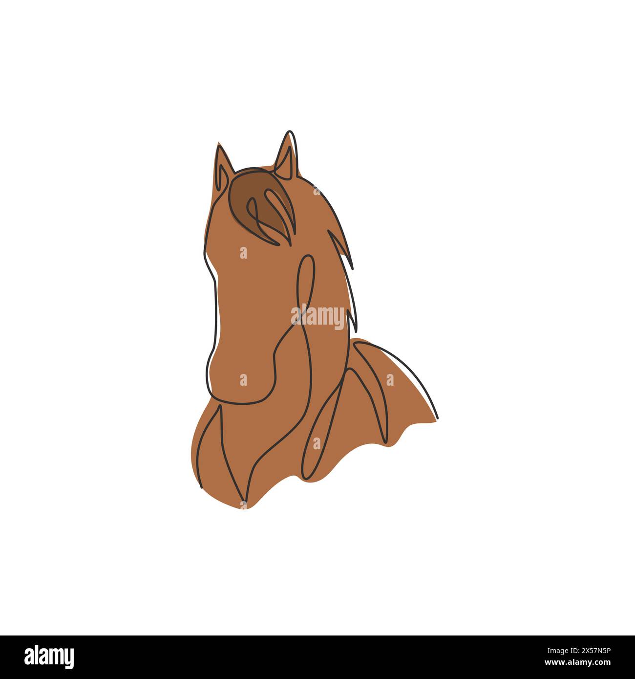 One single line drawing of beauty elegance horse head for company logo ...