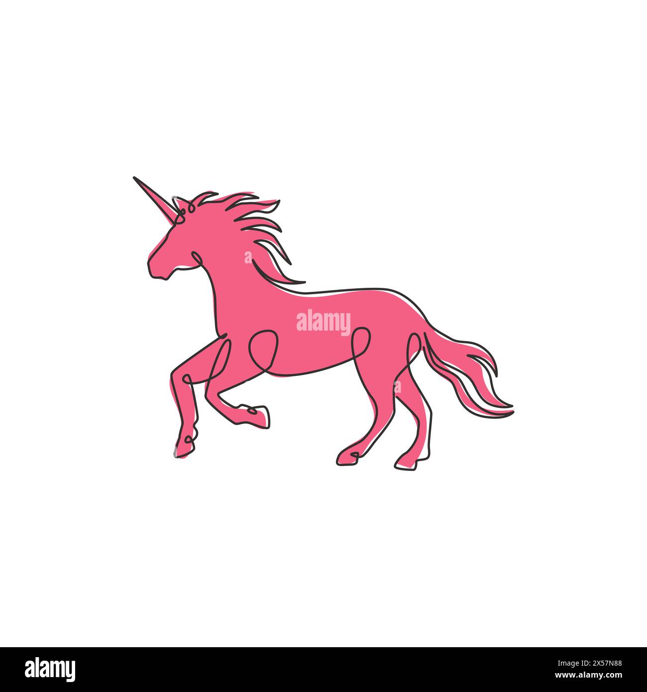 Single continuous line drawing of beautiful unicorn for corporate logo ...