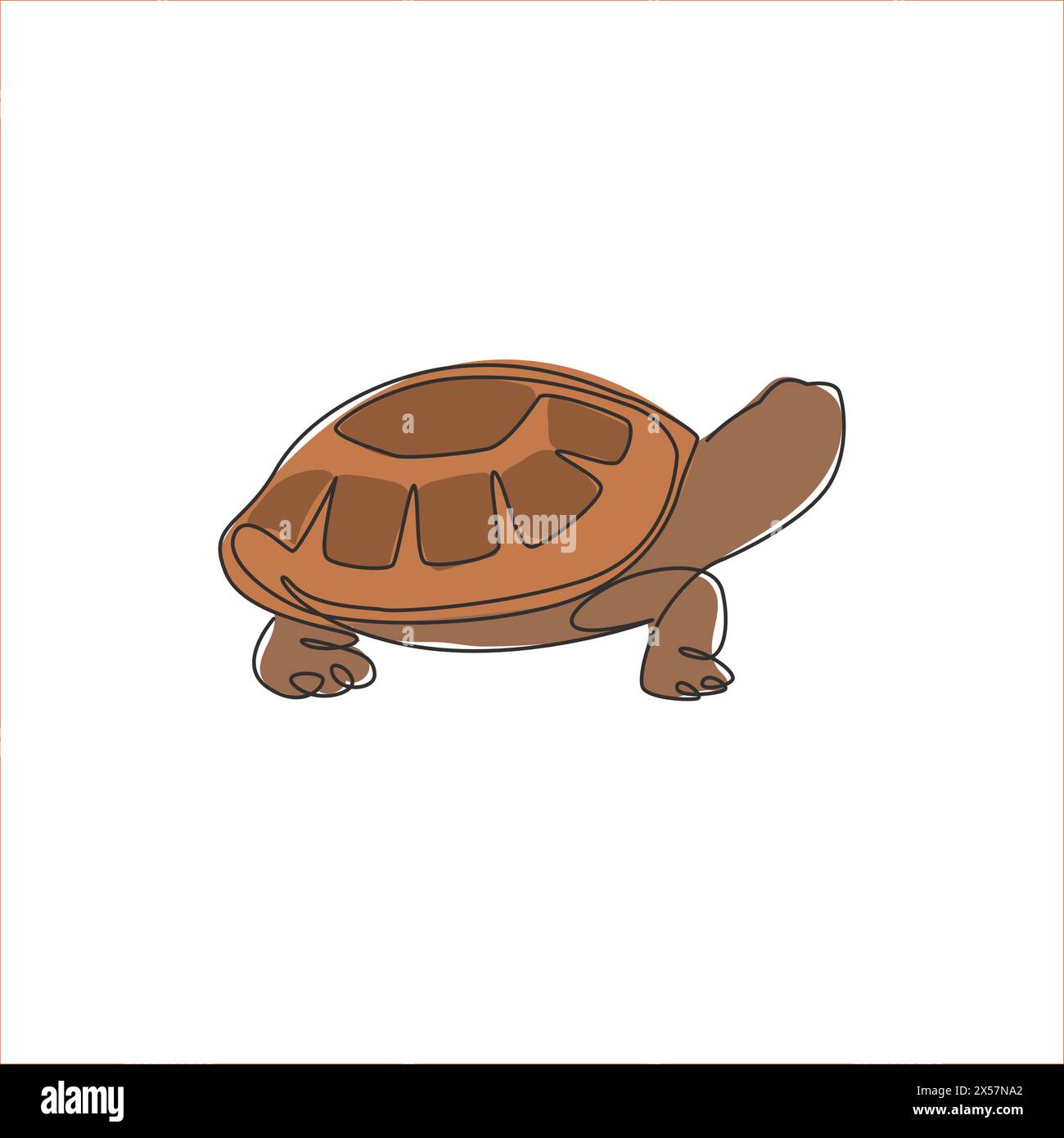 One continuous line drawing of wild desert tortoise for wildlife ...