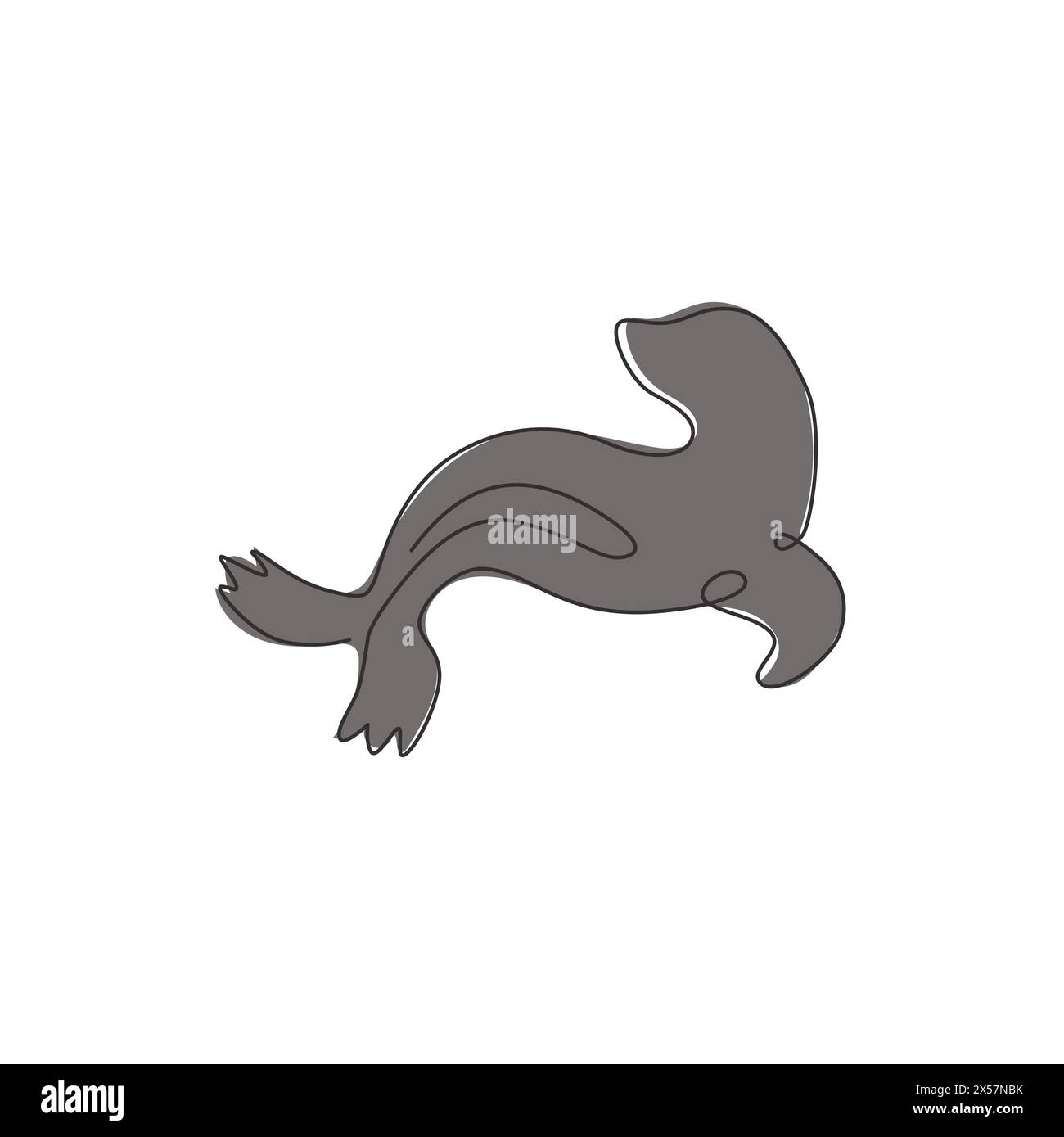 One single line drawing of adorable sea lion for aquatic park logo ...