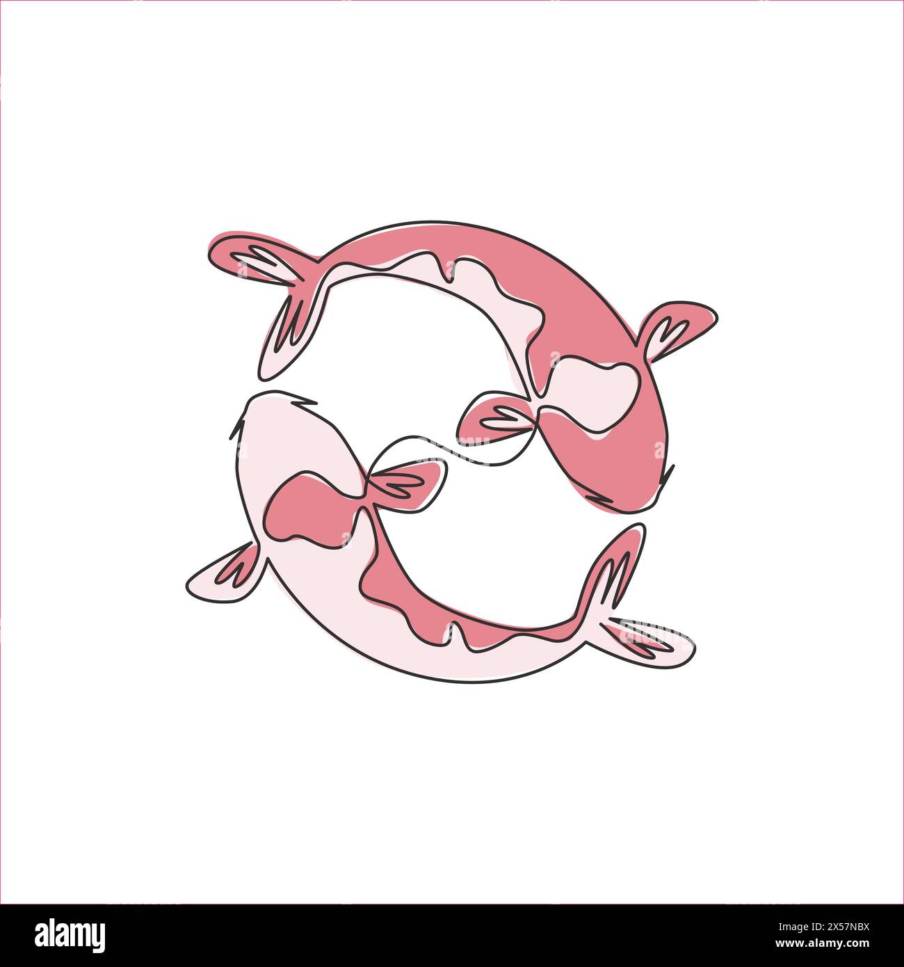 One continuous line drawing of beauty cute koi fish for aquarium farm ...