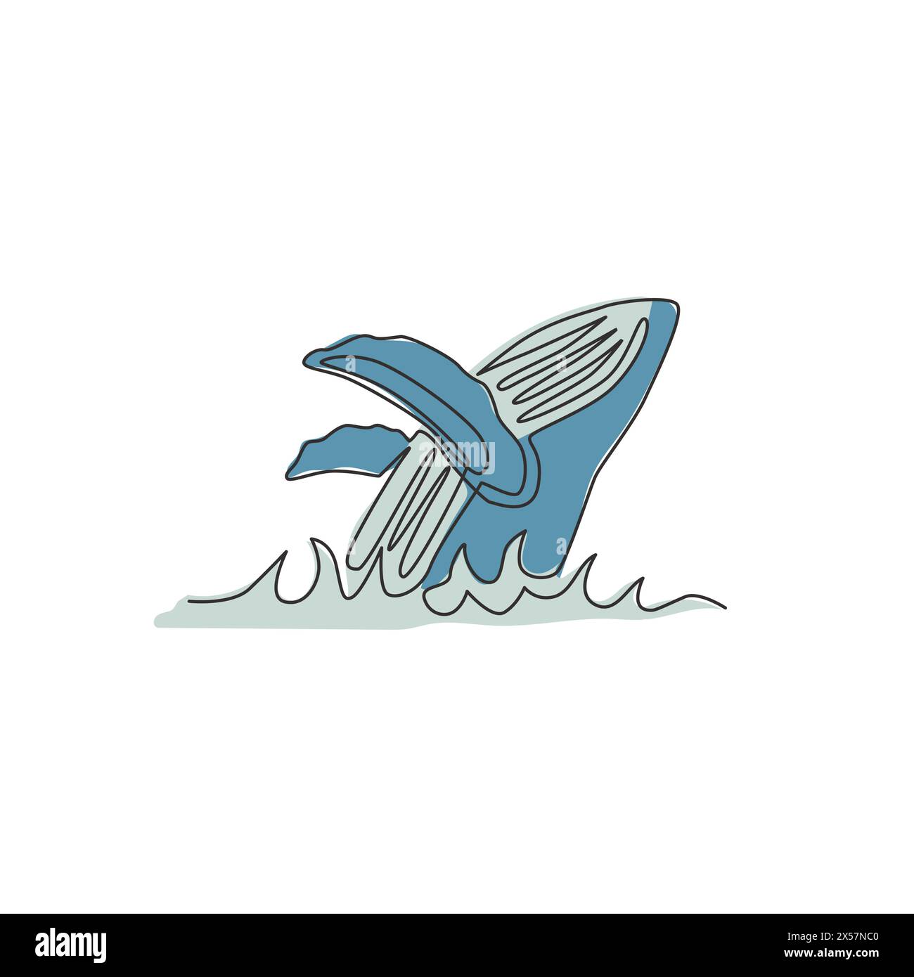 Single continuous line drawing of big whale fish for marine company ...