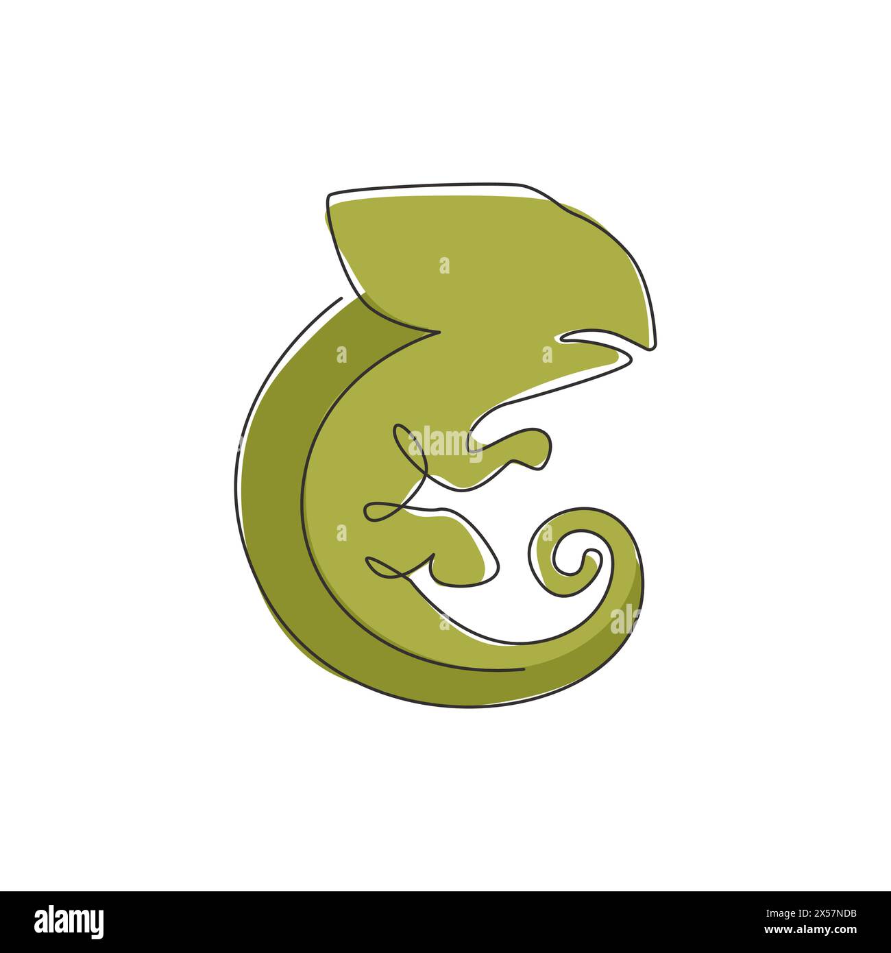 Single continuous line drawing of exotic chameleon mascot concept for ...