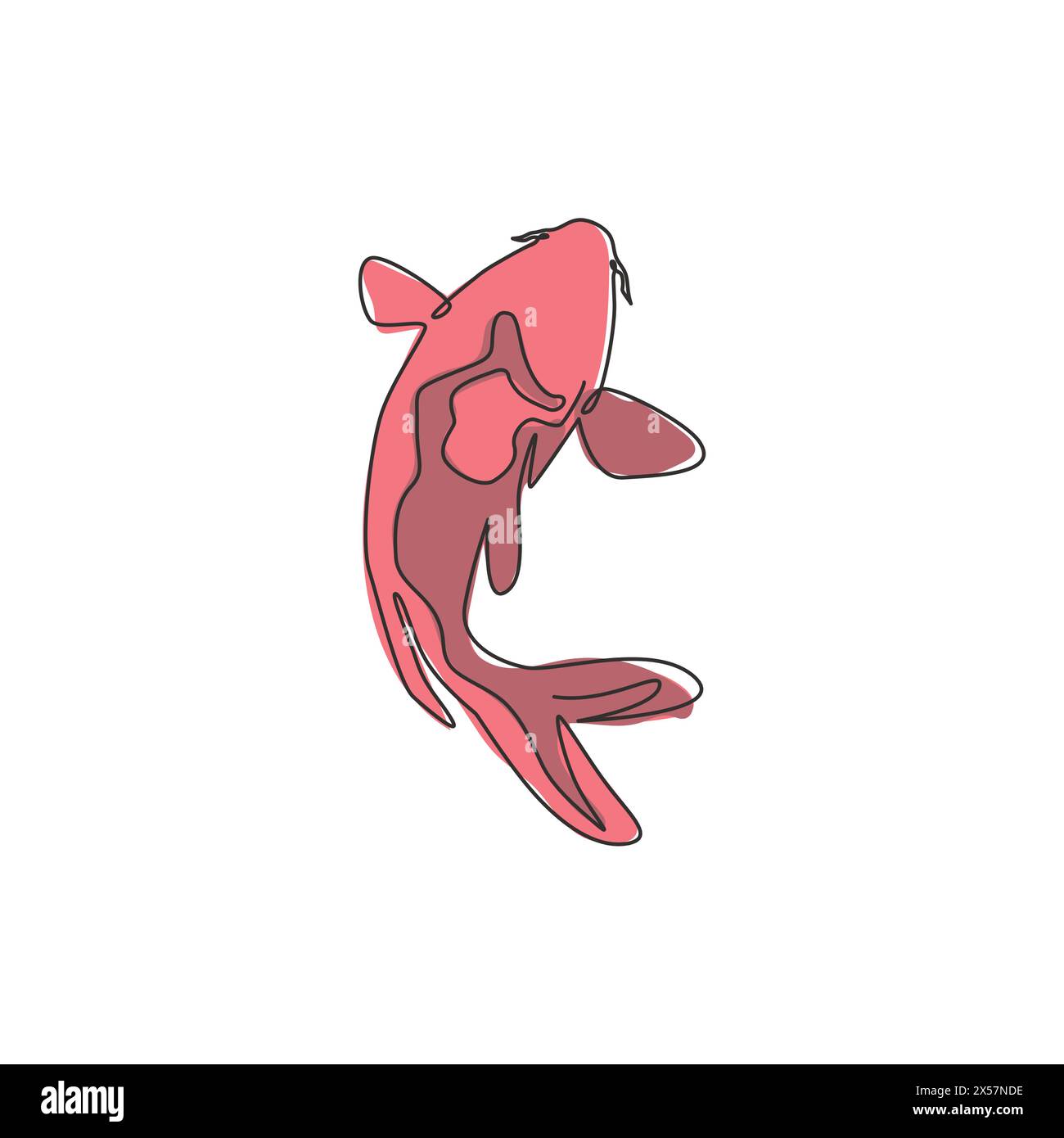 One continuous line drawing of beauty cute koi fish for aquarium farm ...