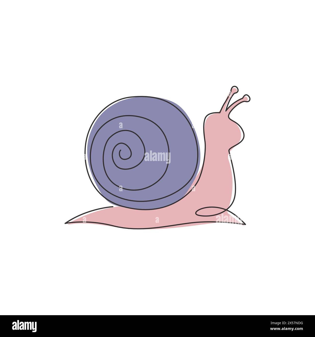 One single line drawing of exotic snail mascot concept for healthy food ...