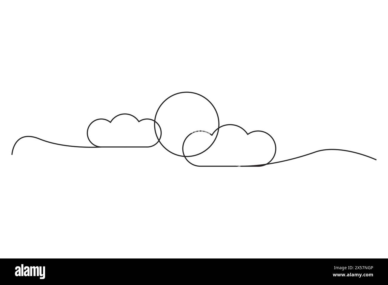 Minimalist line art. Sun and clouds. Continuous line. Vector drawing Stock Vector Image & Art ...