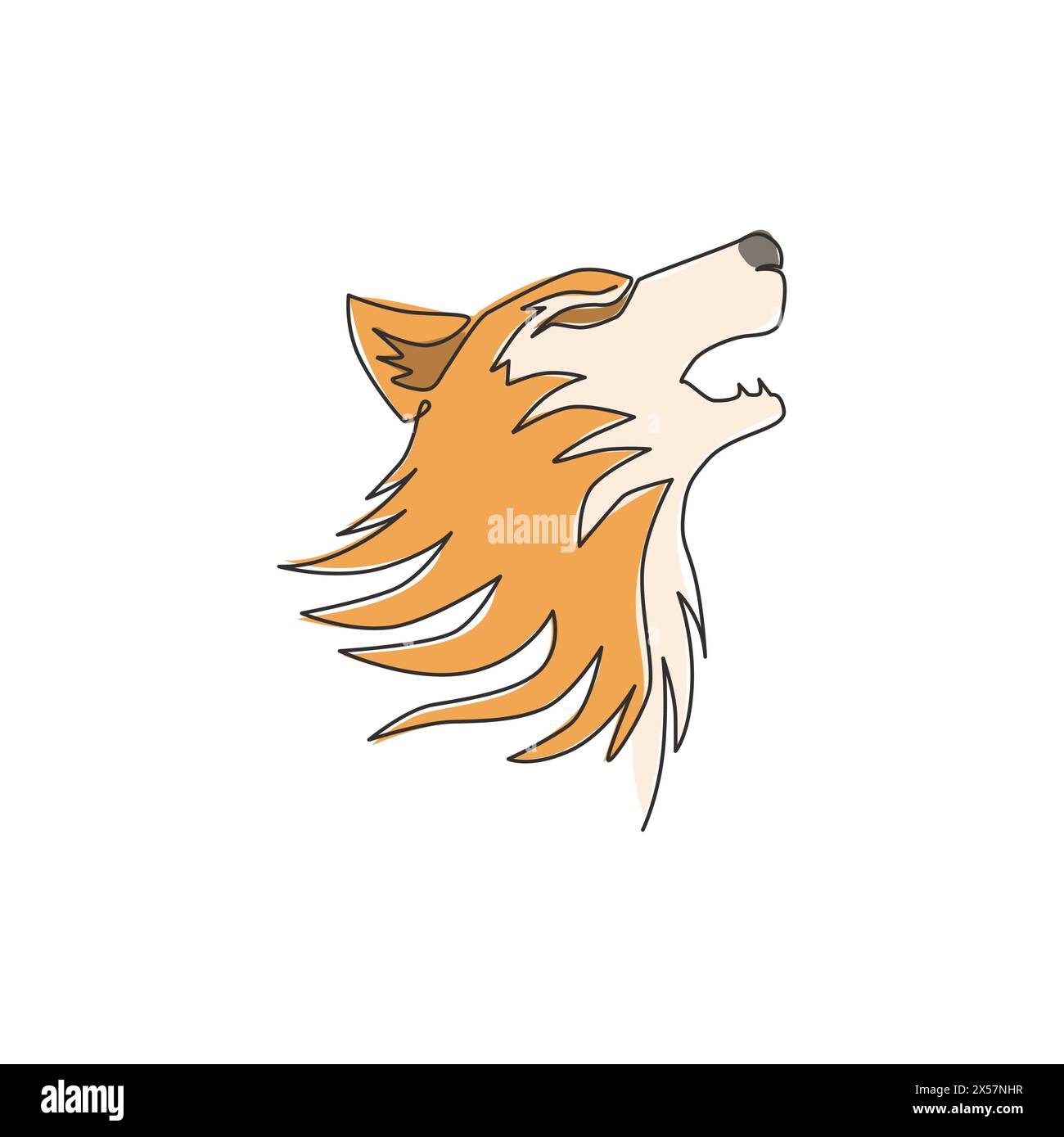 Single continuous line drawing of mysterious wolf head for e-sport team ...