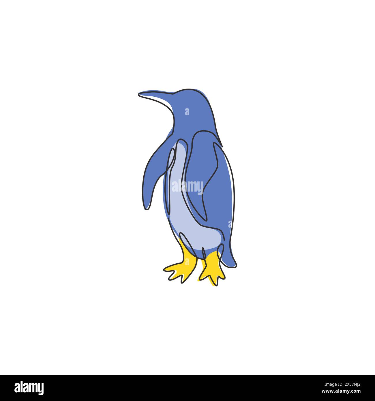 Single continuous line drawing of adorable penguin for company business ...