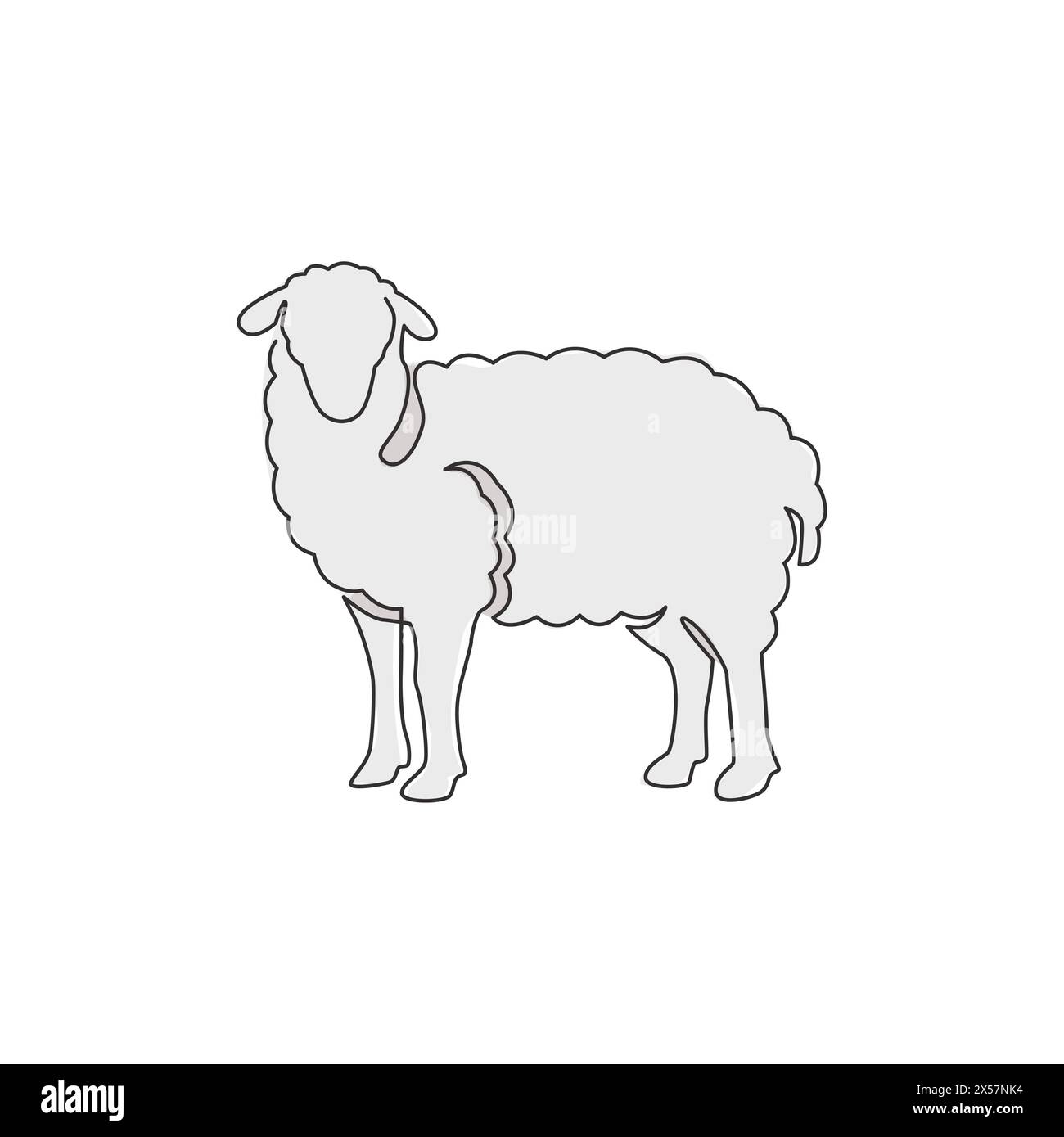 One continuous line drawing of funny cute sheep for livestock logo ...