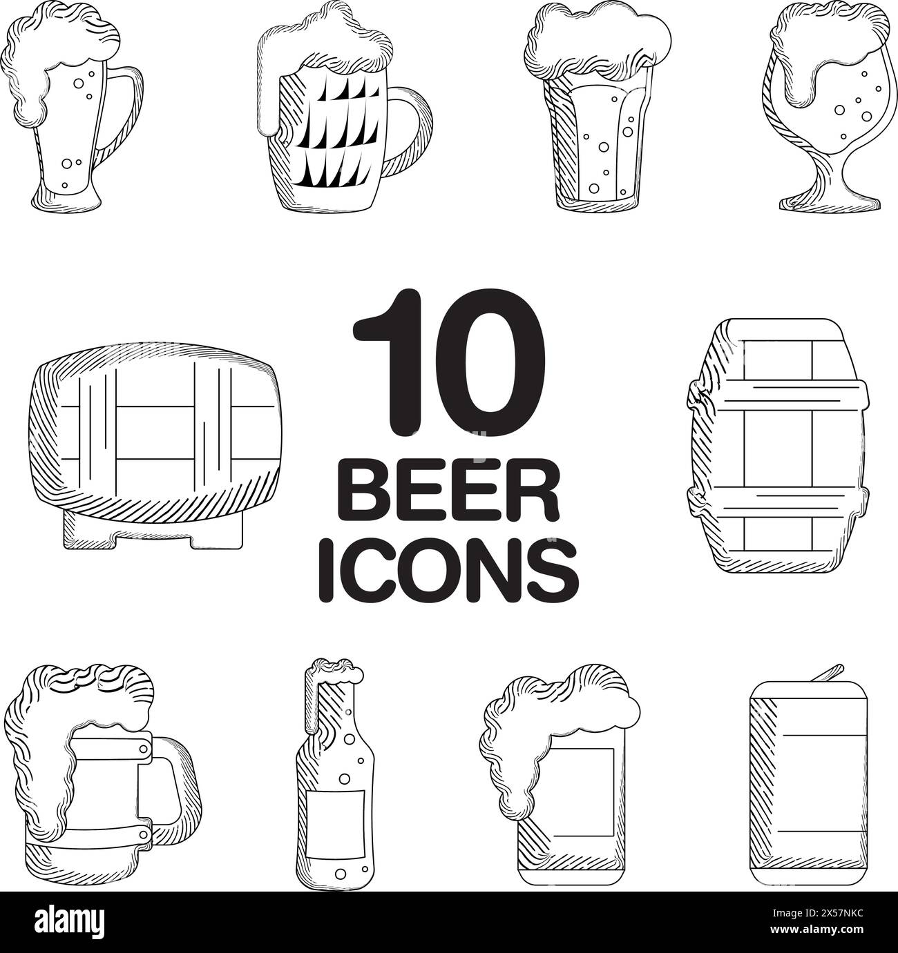 Vintage beers sketches Icon set Vector Stock Vector Image & Art - Alamy