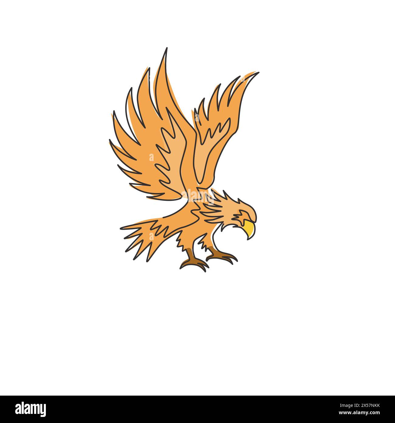 One continuous line drawing of strong eagle for delivery service logo ...