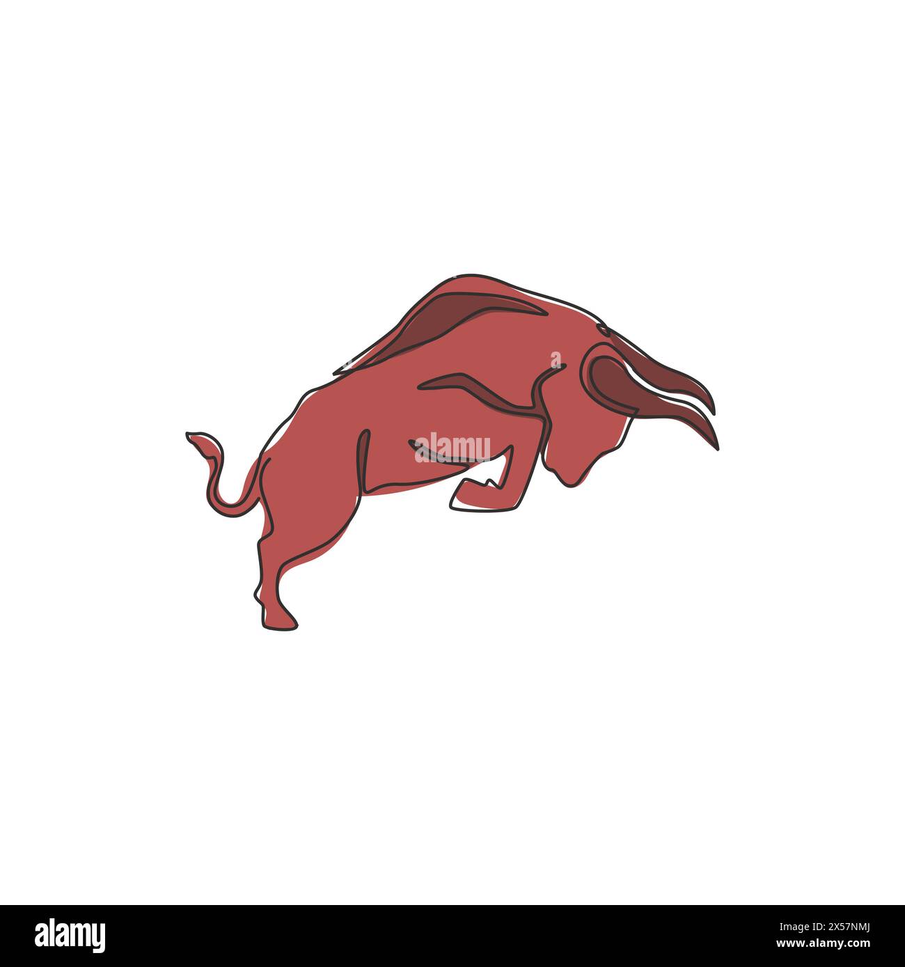 One single line drawing of elegance buffalo for conservation national ...