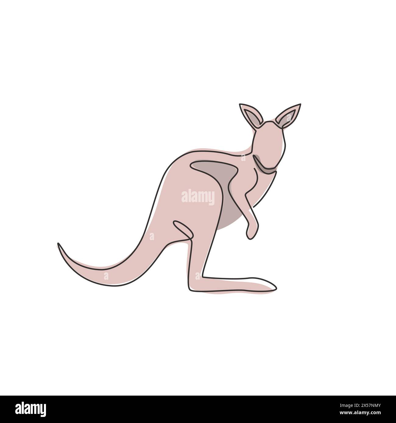 One continuous line drawing of funny standing kangaroo for national zoo ...