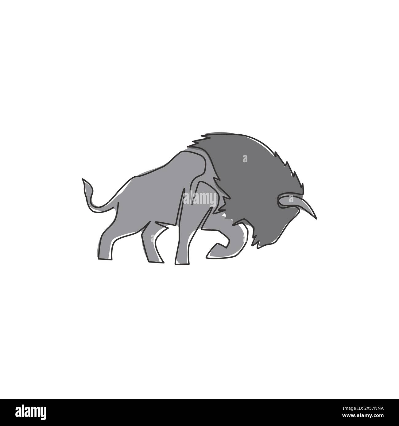One single line drawing of healthy organic american bison for livestock ...