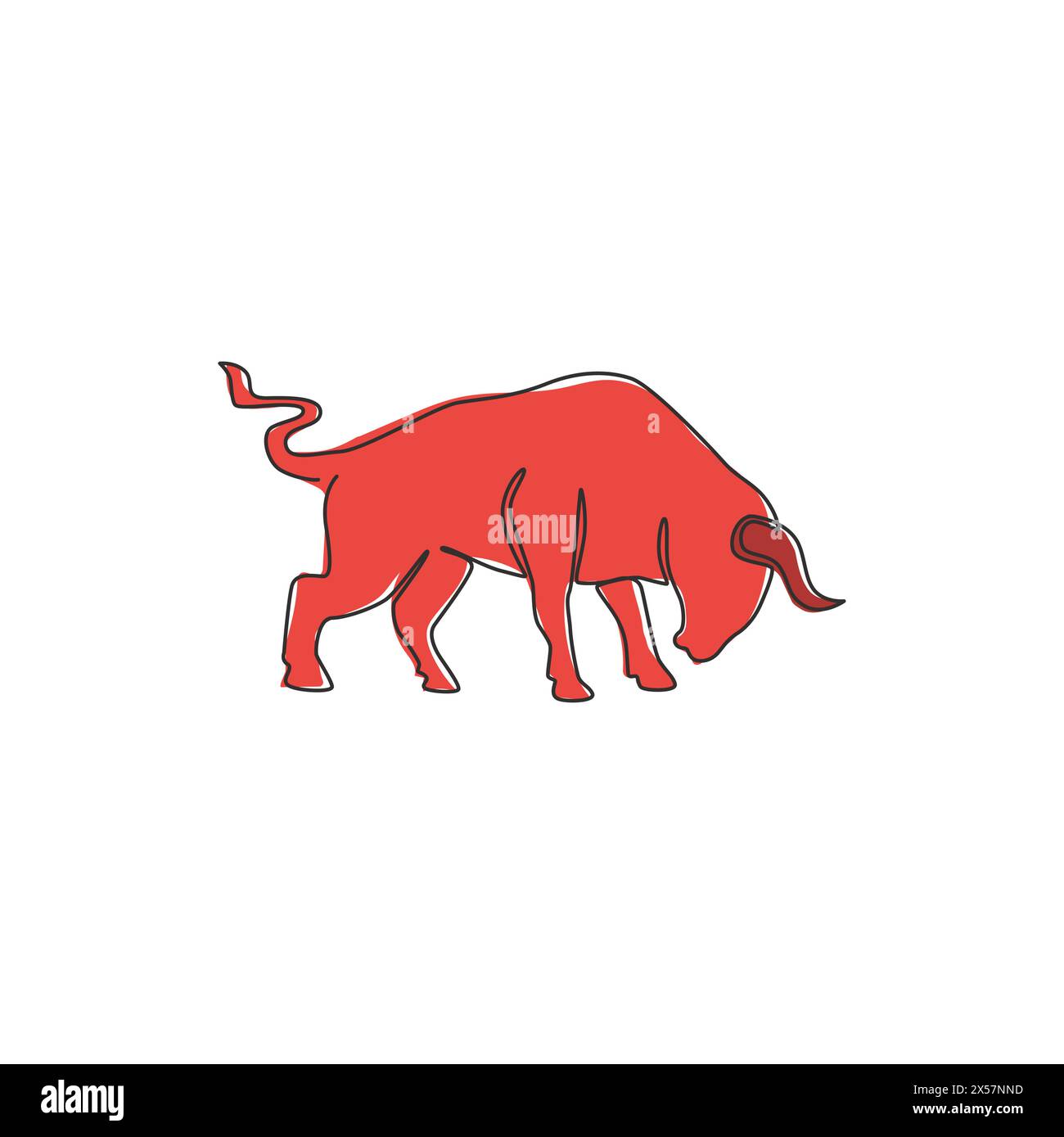 One single line drawing of elegance buffalo for conservation national ...