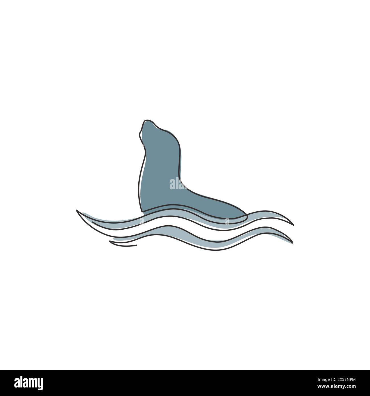 One continuous line drawing of wild sea lion for marine company logo ...