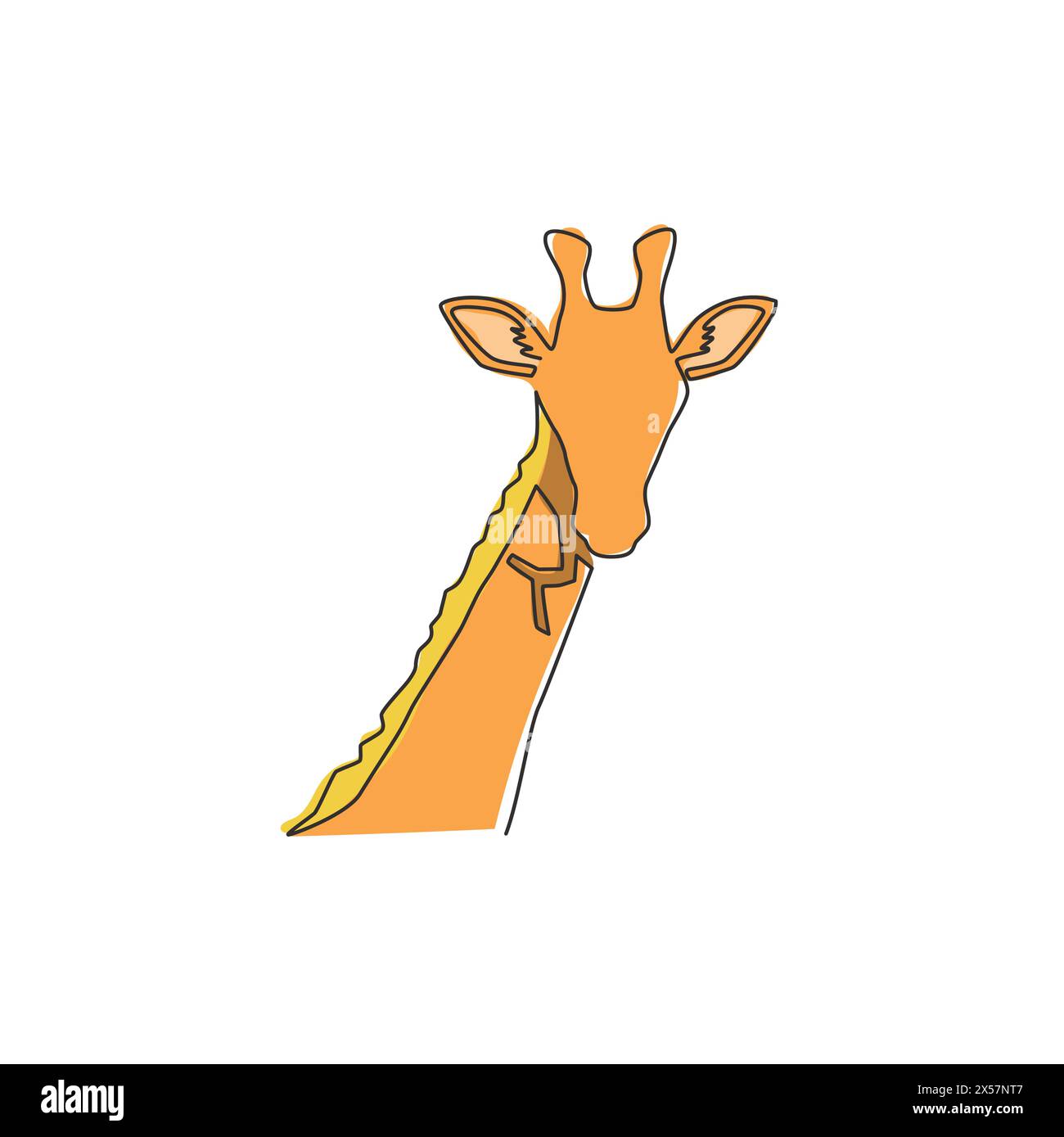 Single continuous line drawing of cute giraffe head for business logo ...