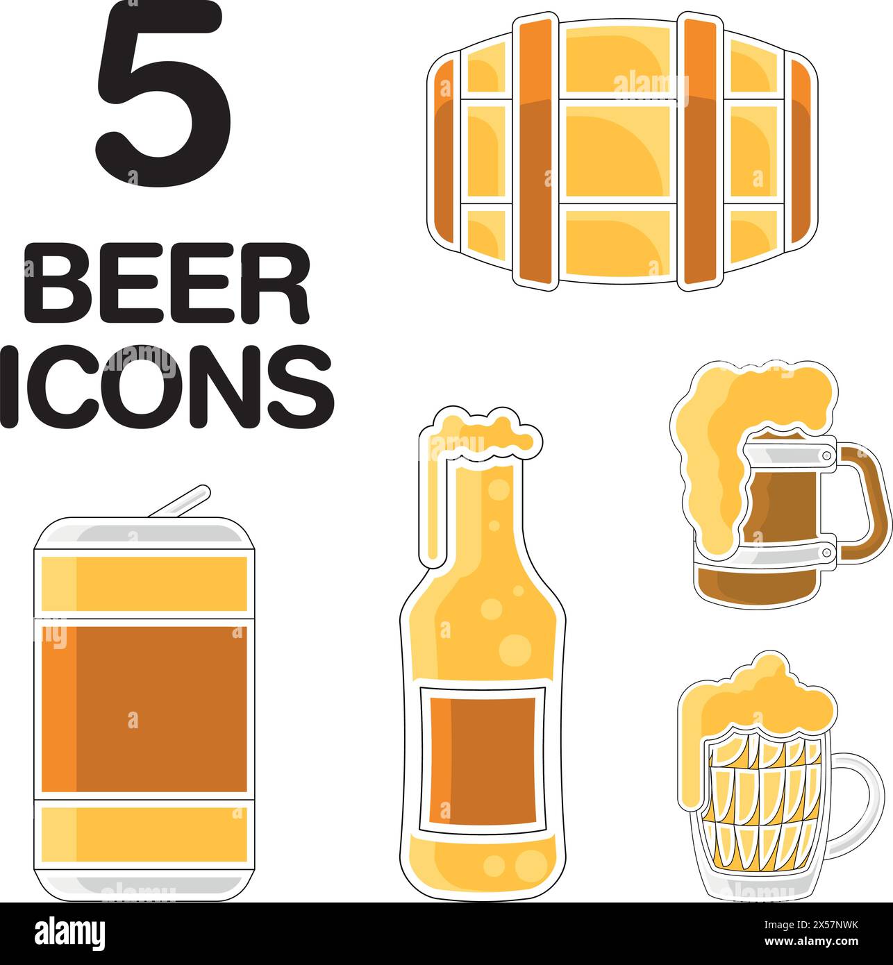 Colored beers sketches Icon set Vector Stock Vector Image & Art - Alamy