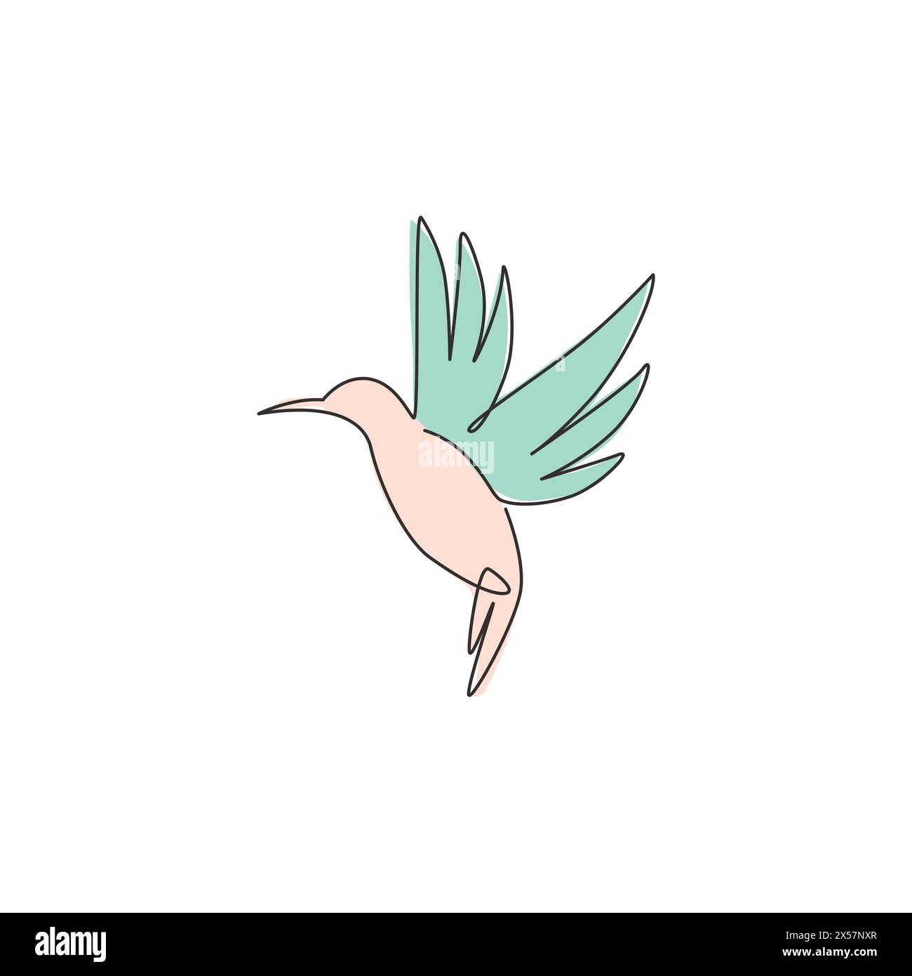 One continuous line drawing of cute hummingbird for company business ...