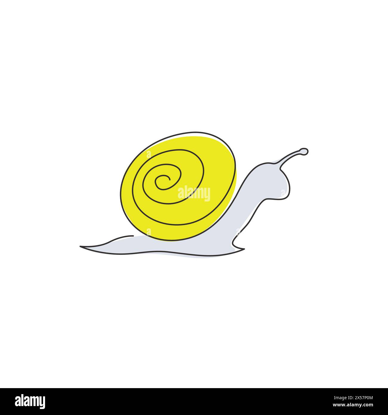 One continuous line drawing of exotic snail with spiral shell mascot ...
