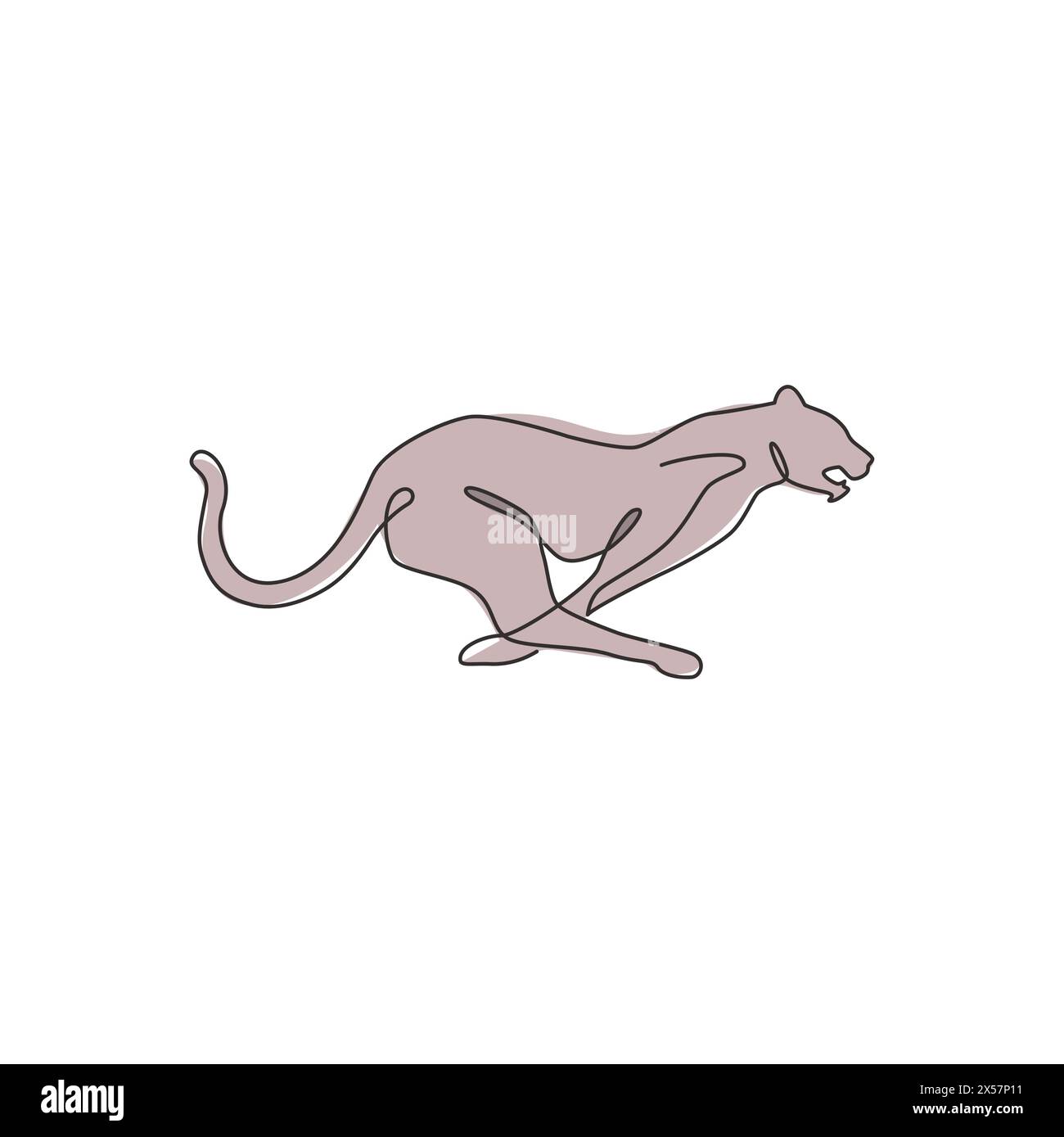 Single continuous line drawing of running cheetah for e-sport team logo ...