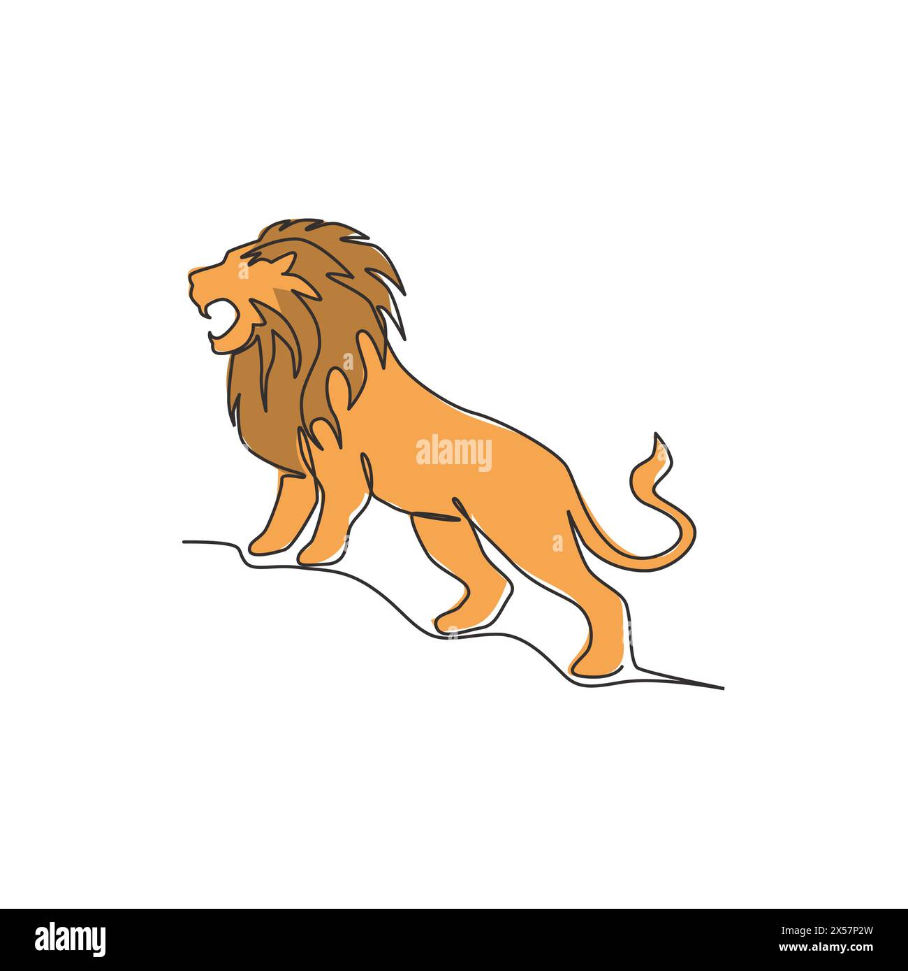 One single line drawing of wild lion for company business logo identity ...