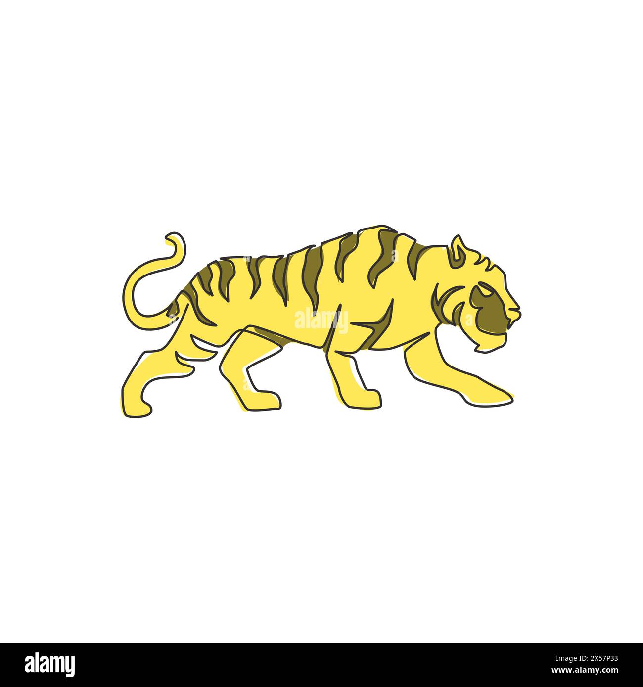 One single line drawing of wild Sumatra tiger for company business logo ...