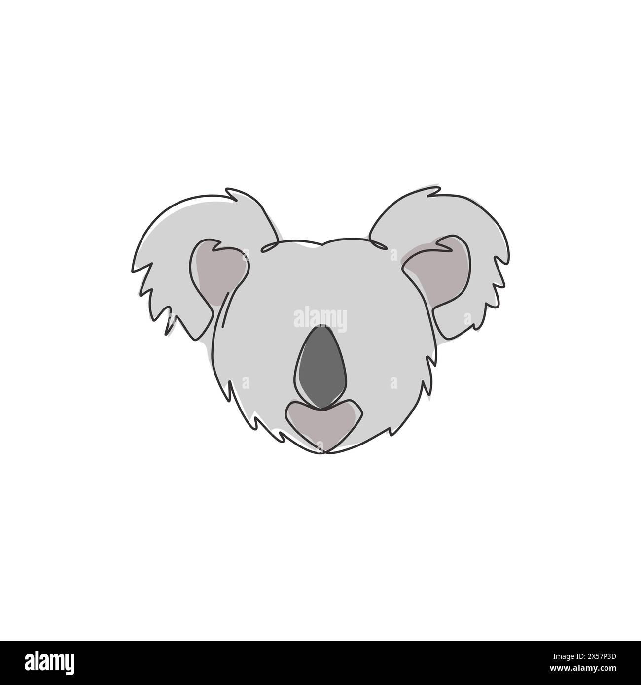 One single line drawing of cute koala head for business logo identity ...