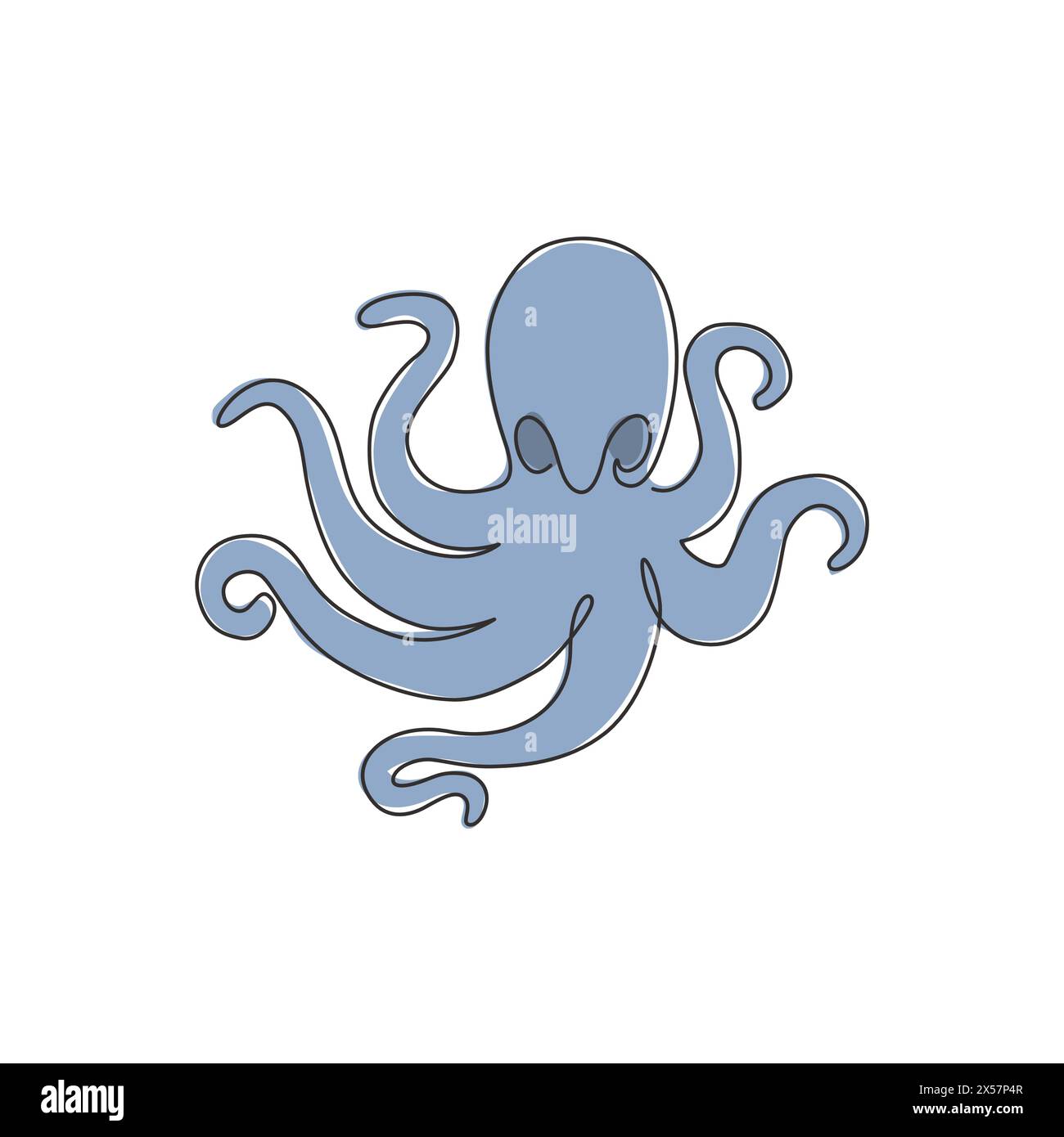 One single line drawing of scary octopus for business logo identity ...