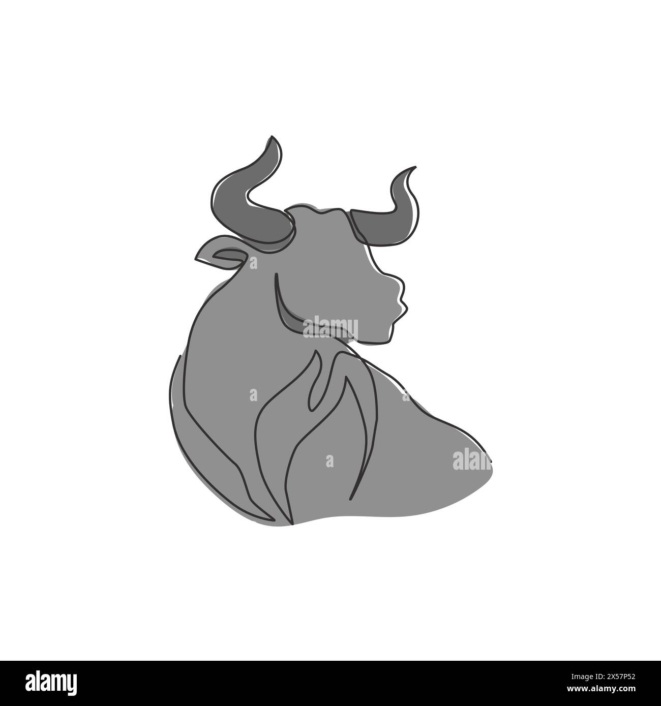Single continuous line drawing of elegance head buffalo for ...