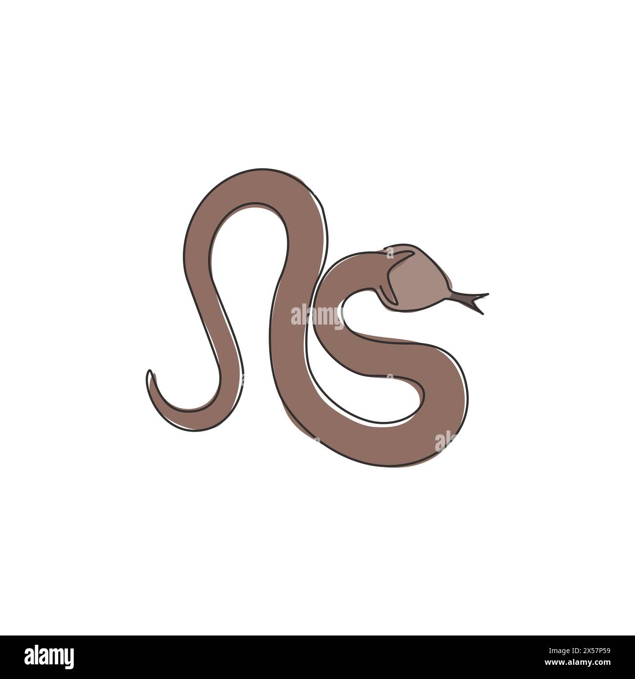 One continuous line drawing of venomous snake for reptile animal lover ...