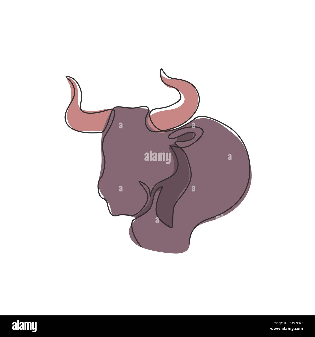 One single line drawing of elegance buffalo for conservation national ...